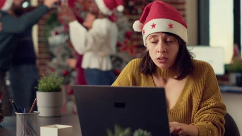 Frustrated tired woman trying to work in... | Stock Video | Pond5