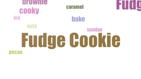 Fudge Cookie Word Cloud Animated On Whit... | Stock Video | Pond5