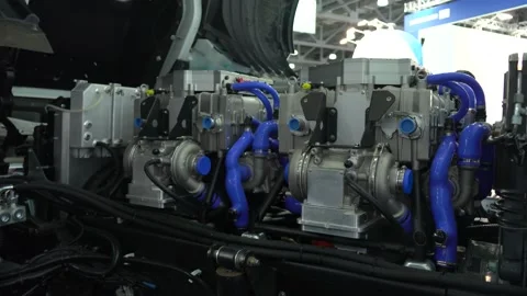 Fuel cell hydrogen truck engine | Stock Video | Pond5