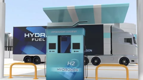 Fuel Cell Truck refueling in Hydrogen St... | Stock Video | Pond5