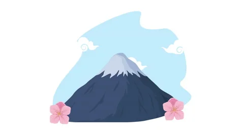 fuji mount japanese landmark animation | Stock Video | Pond5