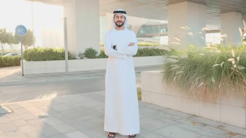 Full body of Arab Emirates man. Standing... | Stock Video | Pond5