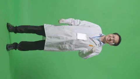 Full Body Of Asian Man Scientist Smiling... | Stock Video | Pond5
