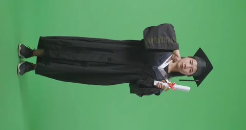 Full Body Of Asian Woman Student Graduat... | Stock Video | Pond5