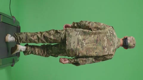 Full Body Of Back View Asian Man Soldier... | Stock Video | Pond5