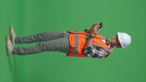 Full Body Side View Of Asian Male Engine... | Stock Video | Pond5