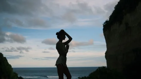 Full Body Silhouette of Woman in Side Po... | Stock Video | Pond5