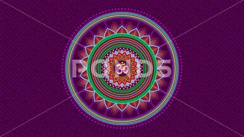 Full Color Mandala Art With Devanagari Omkara Hinduism Symbol Design ...