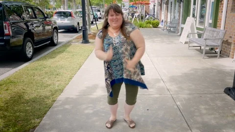 Full figured happy smiling model woman d... | Stock Video | Pond5