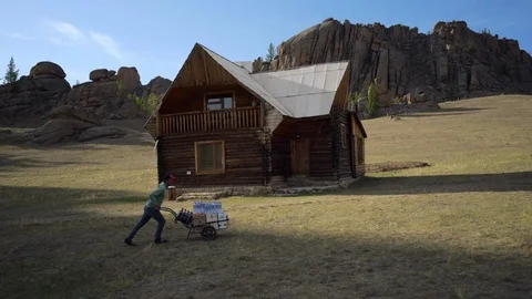 Full length side view of man pushing car... | Stock Video | Pond5
