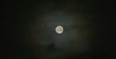 Full moon and clouds creepy horror movie... | Stock Video | Pond5