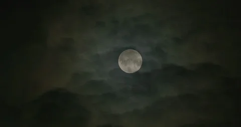 Full moon and clouds creepy horror movie... | Stock Video | Pond5