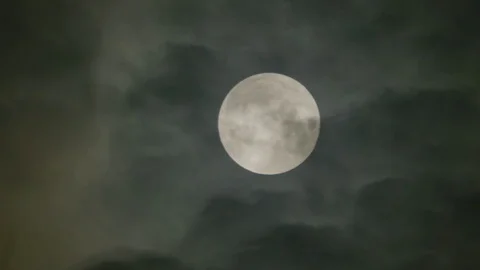 Full moon and clouds creepy horror movie... | Stock Video | Pond5
