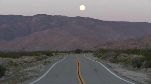 Full Moon and Highway Road Yellow Line i... | Stock Video | Pond5