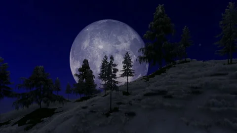 Full moon behind forest hill against sta... | Stock Video | Pond5
