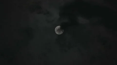 Full Moon Behind Moving Clouds at Night | Stock Video | Pond5