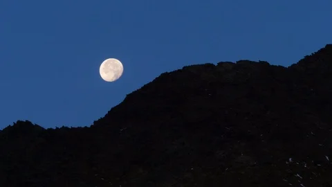 Full Moon disappears behind mountains - ... | Stock Video | Pond5