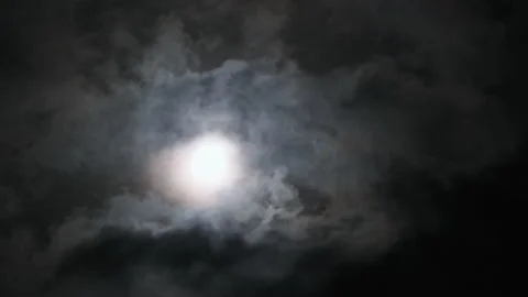 Full Moon in the Night Sky Moves Through... | Stock Video | Pond5