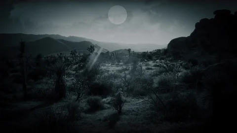 full moon over desert landscape night ti... | Stock Video | Pond5