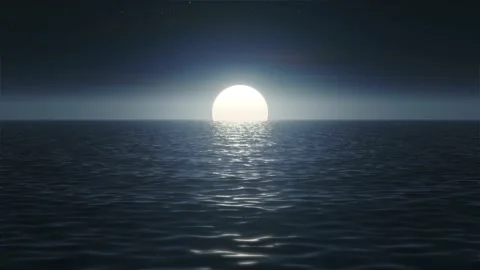 Blue Moon Over Ocean Stock Video Footage | Royalty Free Blue Moon Over ...