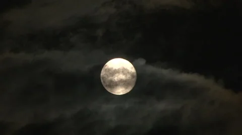 Full Moon Rise on Cloudy Night Timelapse | Stock Video | Pond5