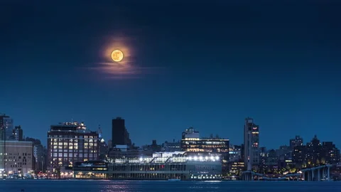 Full Moon Rise on Evening of Full Lunar ... | Stock Video | Pond5