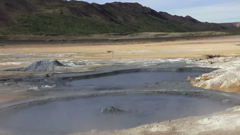 Fumarole volcanic boiling mud pot in geo... | Stock Video | Pond5