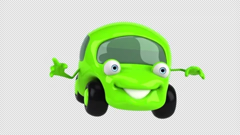 Fun 3D cartoon car dancing (with alpha c... | Stock Video | Pond5