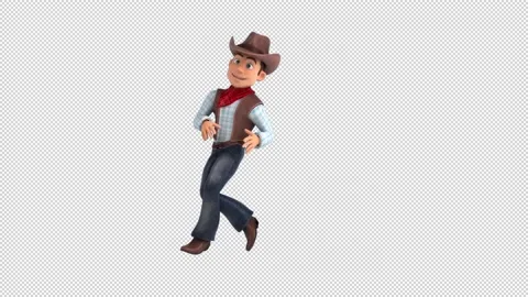 Fun 3D cartoon cowboy dancing (with alph... | Stock Video | Pond5