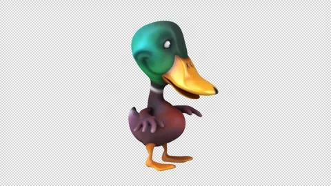 Fun 3D cartoon duck dancing (with alpha ... | Stock Video | Pond5
