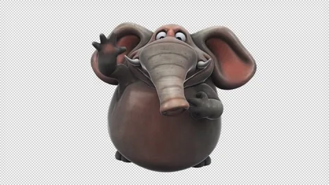Fun 3D cartoon elephant waving (with alp... | Stock Video | Pond5