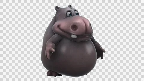 Fun 3D cartoon hippo (with alpha channel... | Stock Video | Pond5