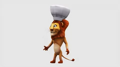 Fun 3D cartoon lion (with alpha channel ... | Stock Video | Pond5