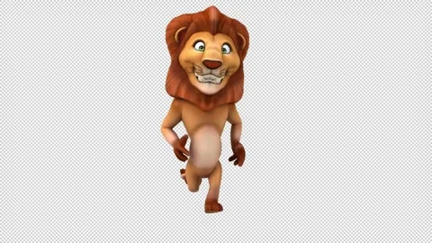 Fun 3D cartoon lion running (with alpha ... | Stock Video | Pond5