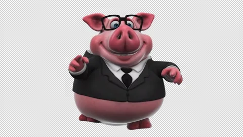 Fun 3D cartoon pig dancing (with alpha c... | Stock Video | Pond5