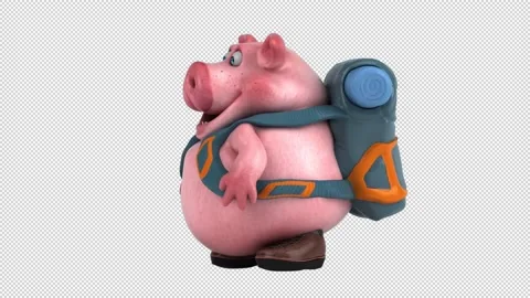 Fun 3D cartoon pig walking (with alpha c... | Stock Video | Pond5