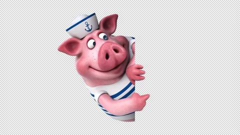 Fun 3D cartoon sailor pig with a sign (w... | Stock Video | Pond5
