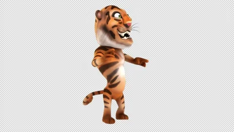 Fun 3D cartoon tiger dancing (with alpha... | Stock Video | Pond5