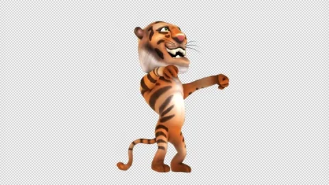 Fun 3D cartoon tiger dancing (with alpha... | Stock Video | Pond5