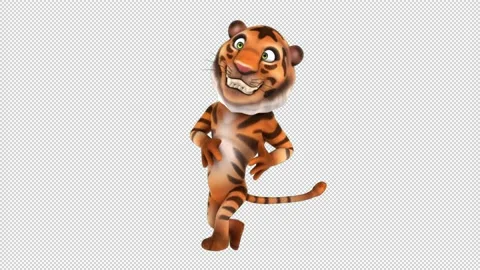 Fun 3D cartoon tiger dancing (with alpha... | Stock Video | Pond5