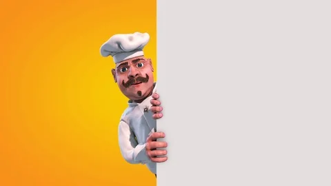 Fun Chef says Goodbye Alpha Matte 3D Ren... | Stock Video | Pond5