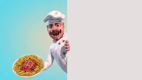 Fun Chef Spaghetti Alpha Matte 3D Render... | Stock Video | Pond5
