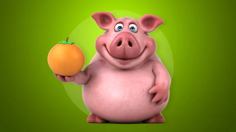 Fun pig - 3D Animation, green background | Stock Video | Pond5
