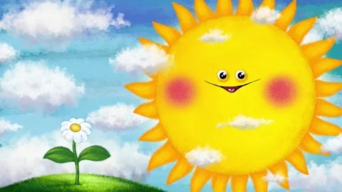 Fun sun cartoon animation with white dai... | Stock Video | Pond5