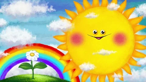 Fun sun cartoon animation with white dai... | Stock Video | Pond5