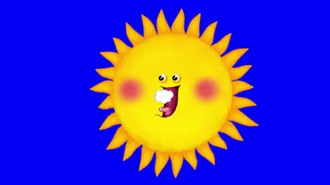 Fun sun cartoon character eating one clo... | Stock Video | Pond5