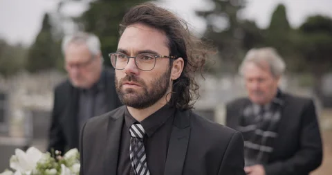 Funeral, death and man carry coffin with... | Stock Video | Pond5