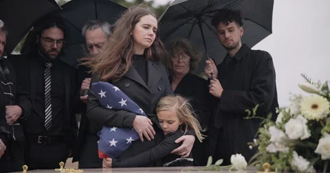 Funeral, family and sad people with Amer... | Stock Video | Pond5
