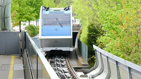 Funicular Train Approaching Platform At ... | Stock Video | Pond5