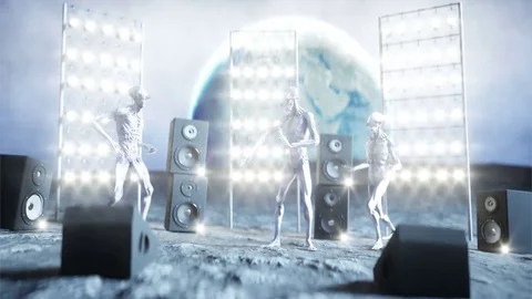 funny aliens dancing on the moon. UFO co... | Stock Video | Pond5